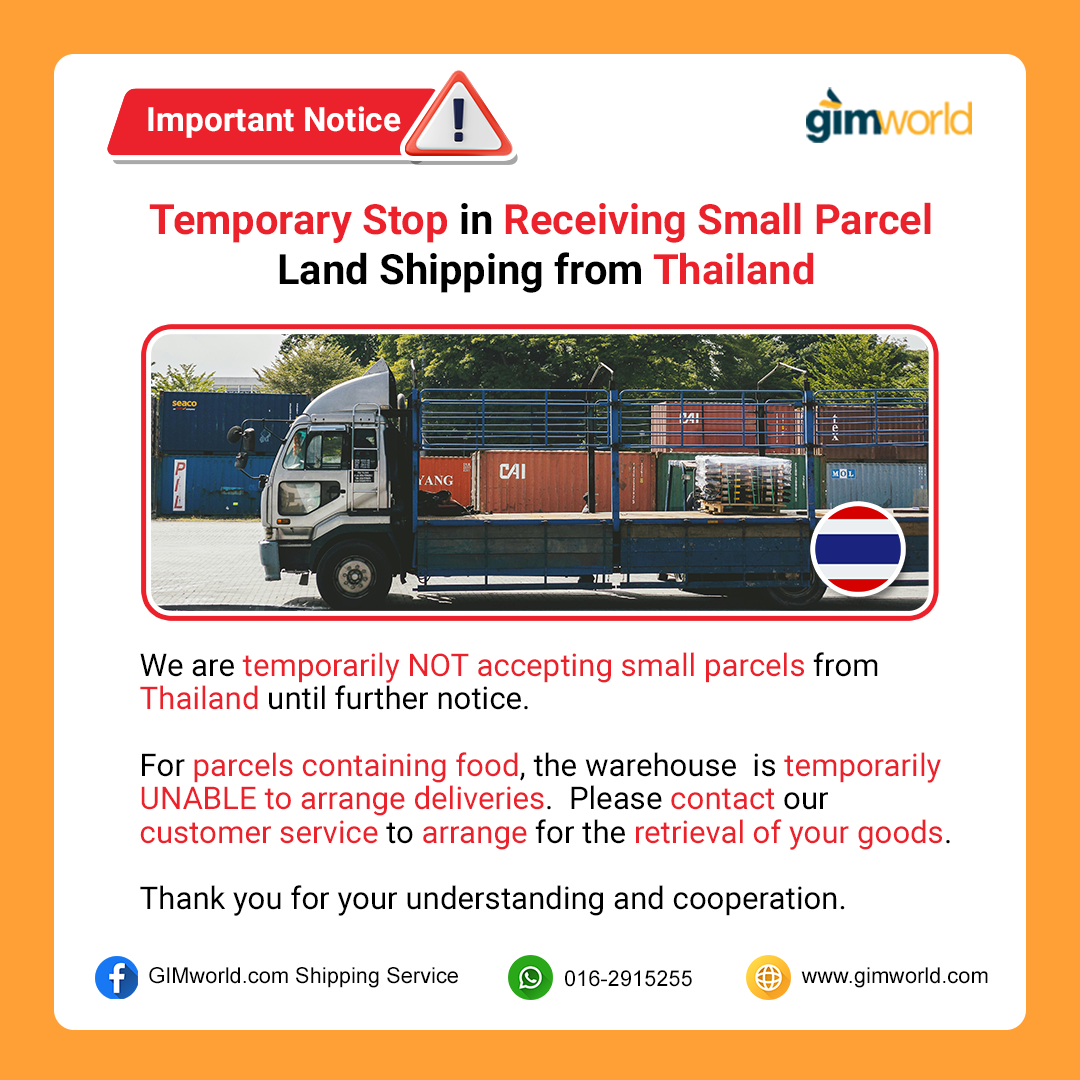 11/07/2024 Temporary Stop in Receiving Small Parcel Land Shipping from ...