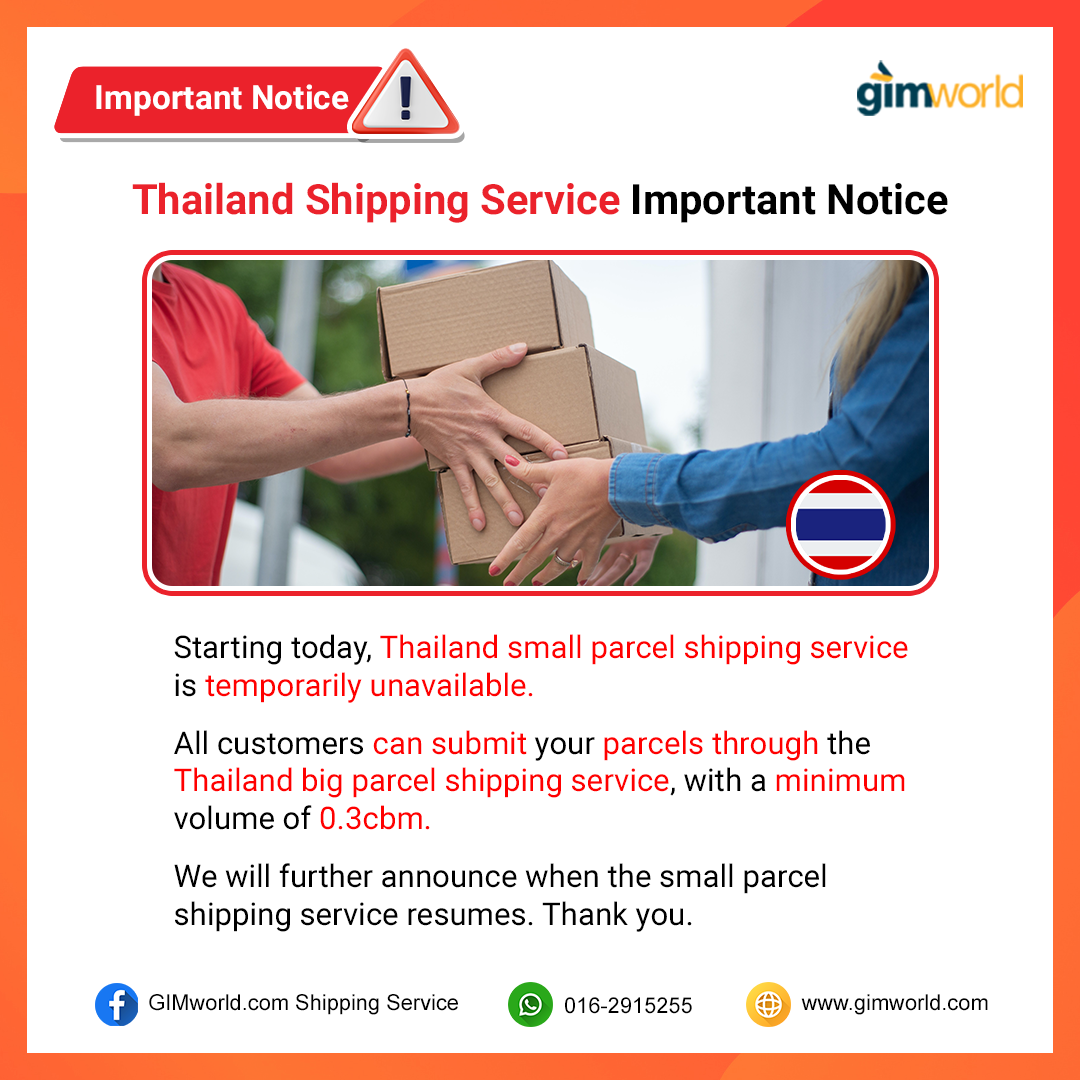 31/07/2024 Thailand Shipping Service Important Notice