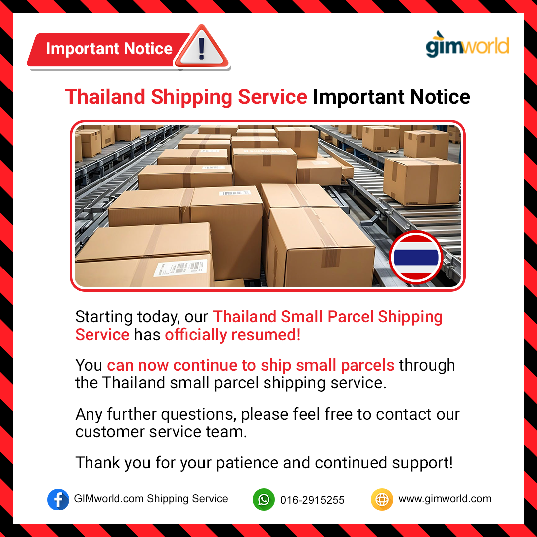 28/10/2024 Thailand Shipping Service Important Notice
