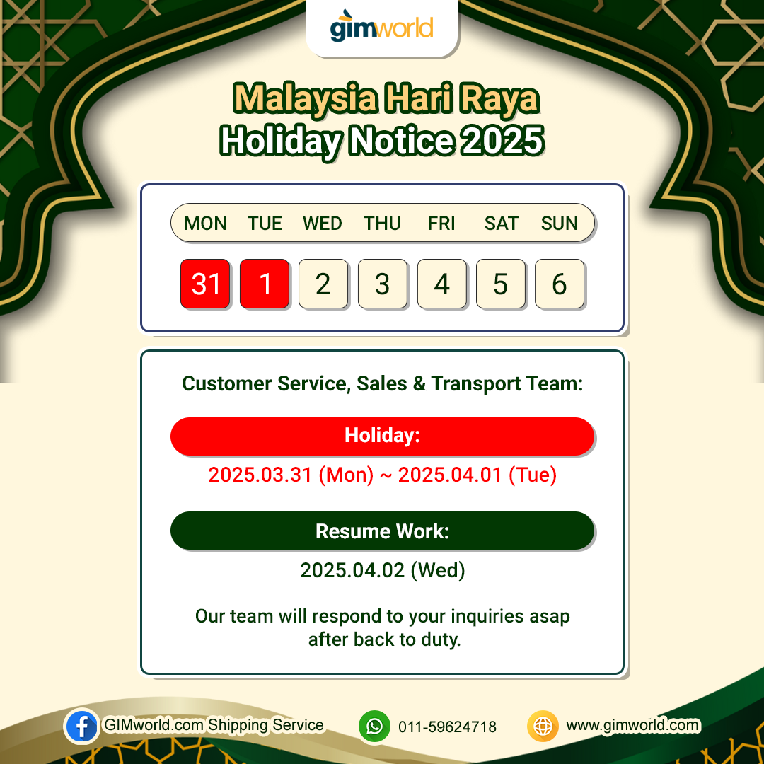 31/03/2025 Malaysia Hari Raya Holiday Notice